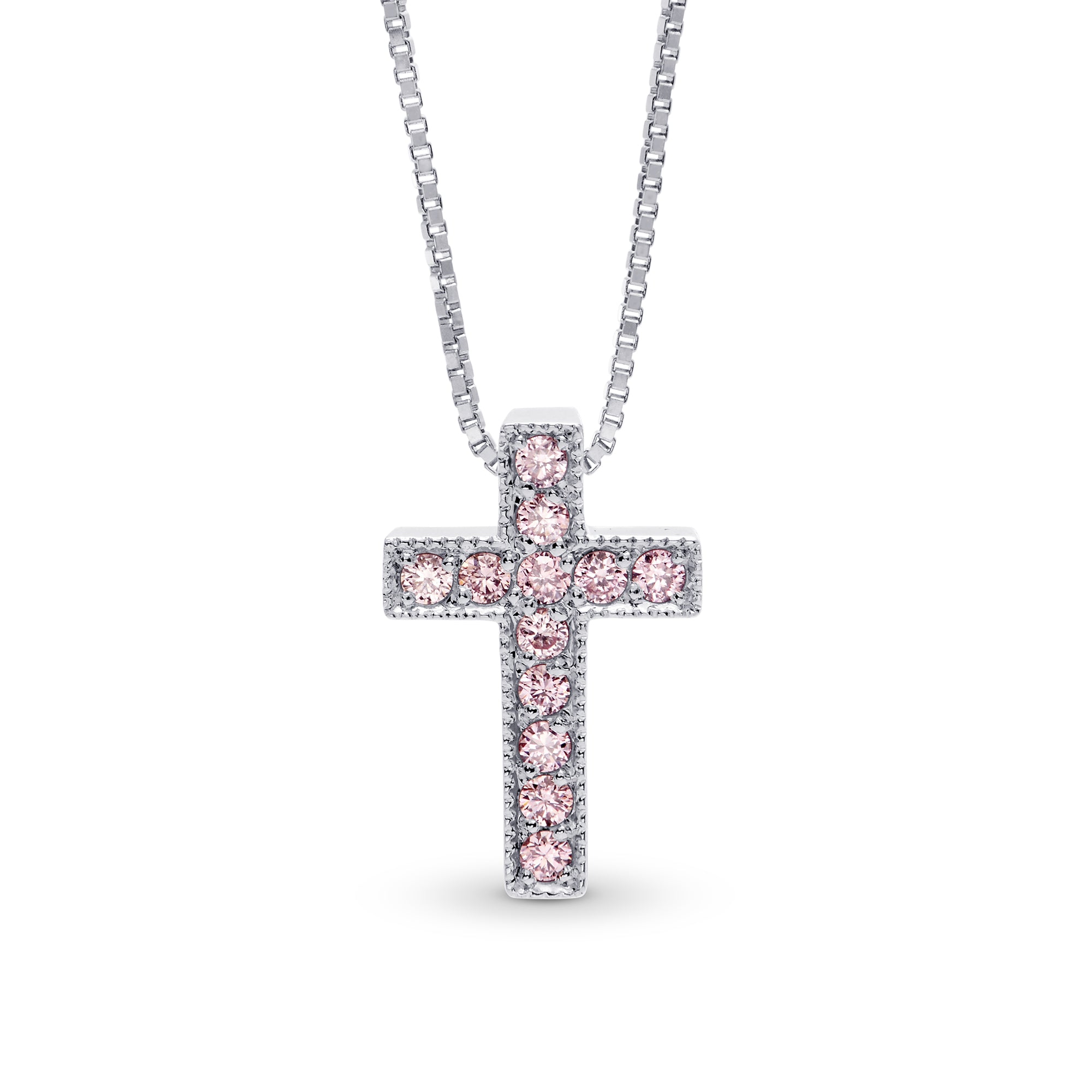 Fancy Pink Diamond Cross Pendant | LEIBISH