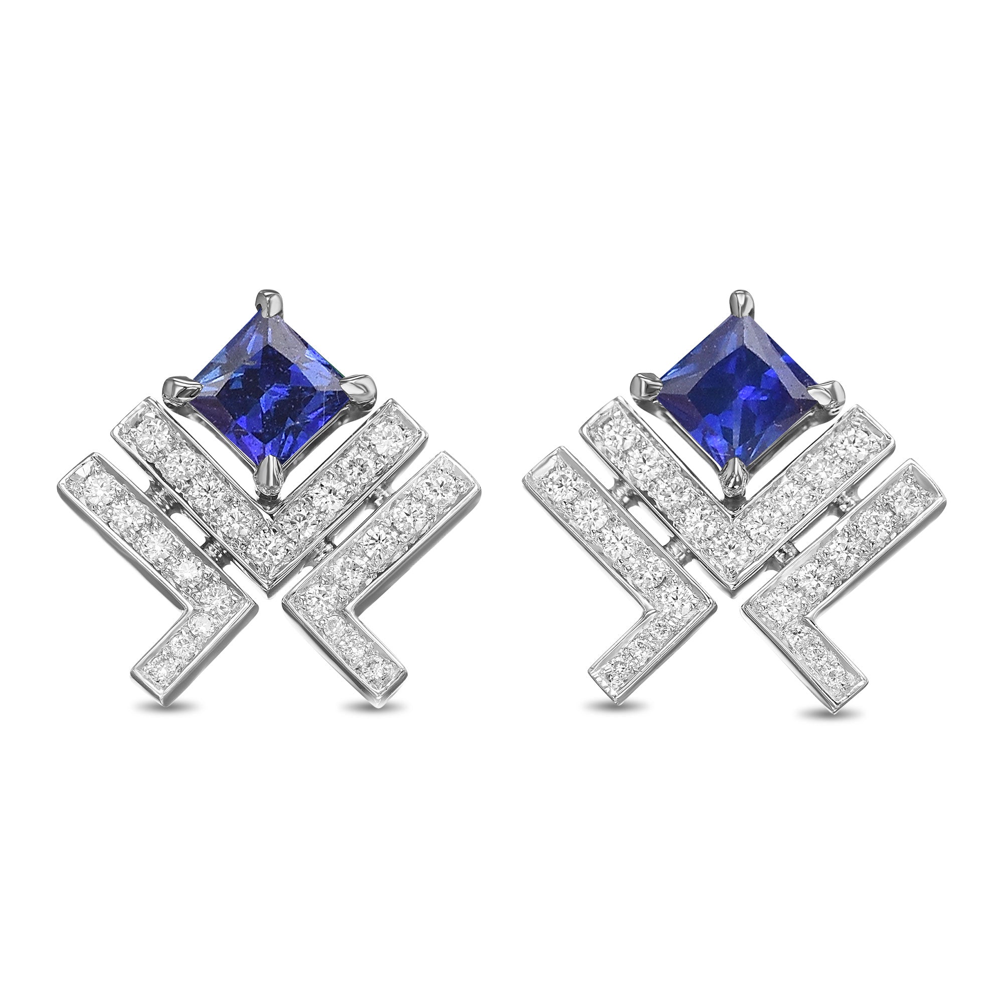 Sapphire Leibish Logo Pave Earrings | LEIBISH