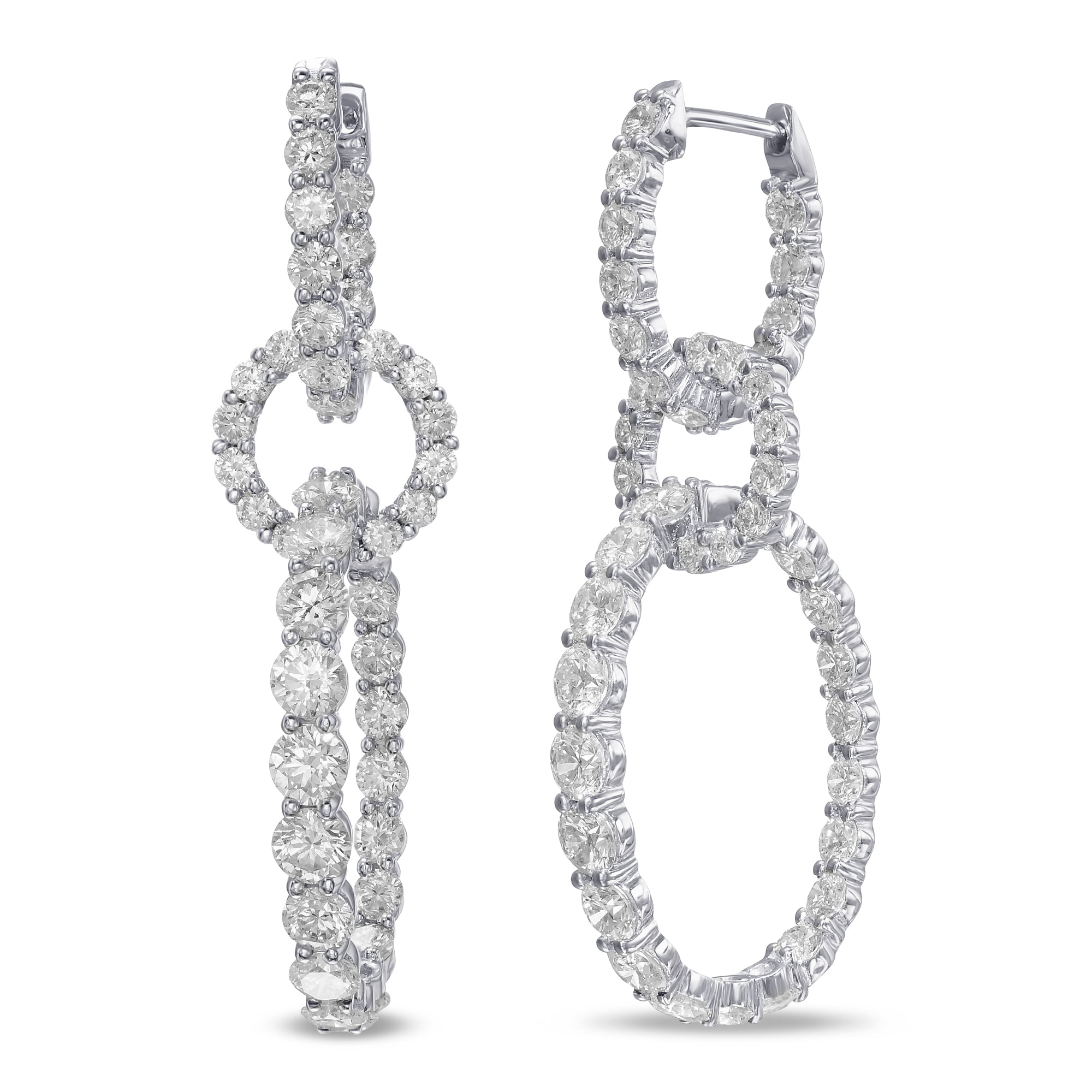 Colorless Drop Hoop Diamond Earrings | LEIBISH